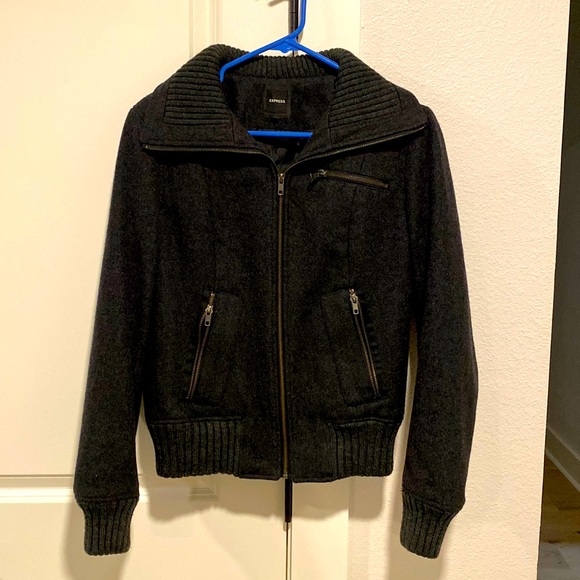Express | Jackets & Coats | Dark Grey Express Bomber Jacket | Poshmark